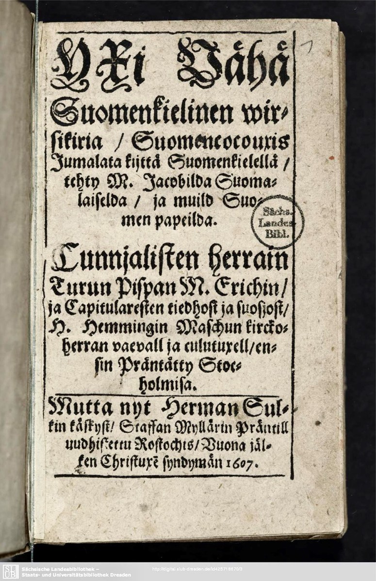 Yllätyslöytö saksalaiskirjastosta: tärkeä suomalainen virsikirja ja ...